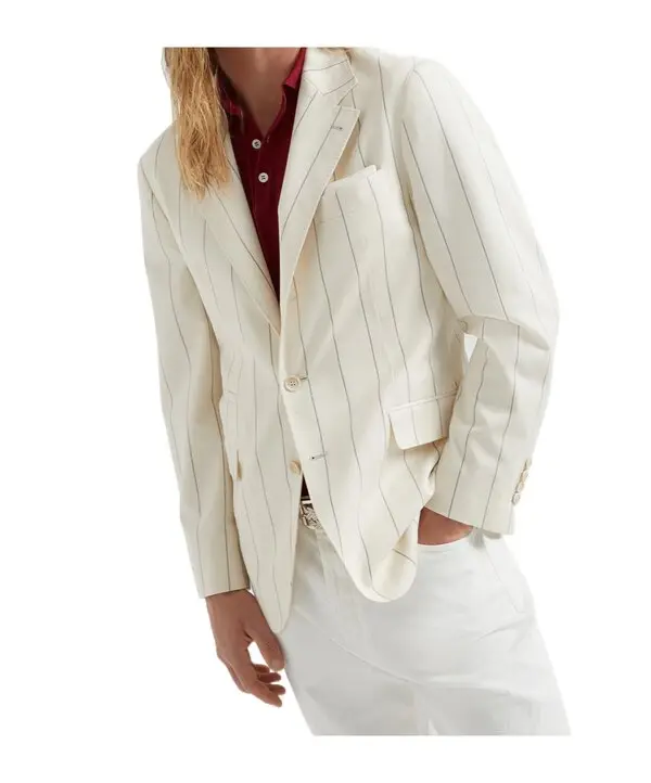 Brunello Cucinelli Striped Blazer - White