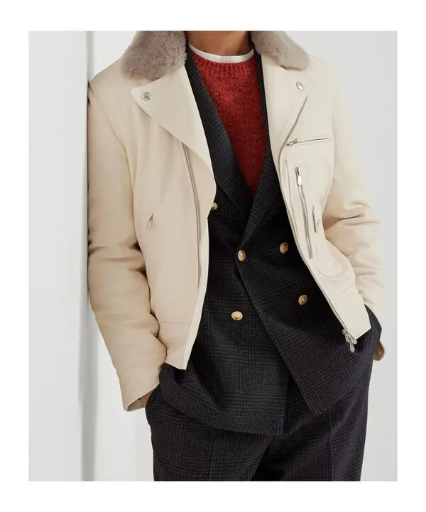 Brunello Cucinelli Fur-collar Leather Jacket