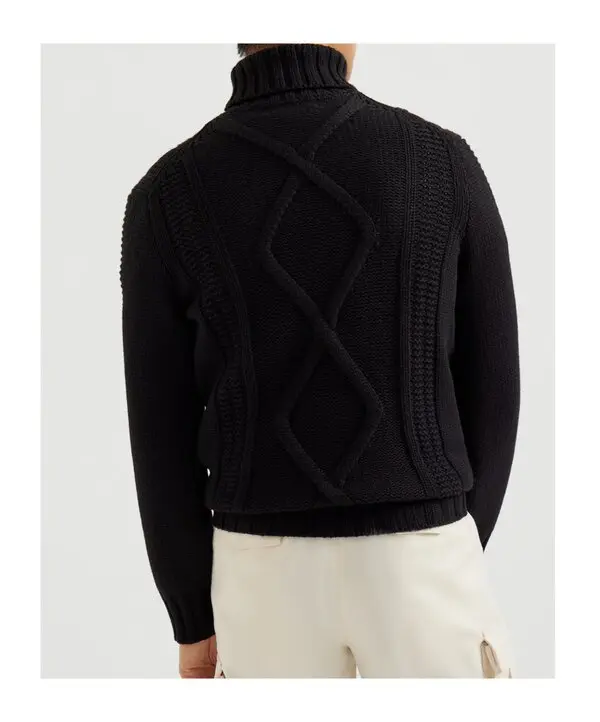 Brunello Cucinelli Cashmere Ribbed Turtleneck Sweater - Black