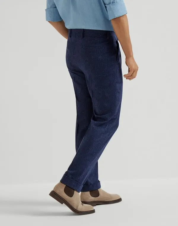 Brunello Cucinelli Pleated-front Speckled-pattern Trousers