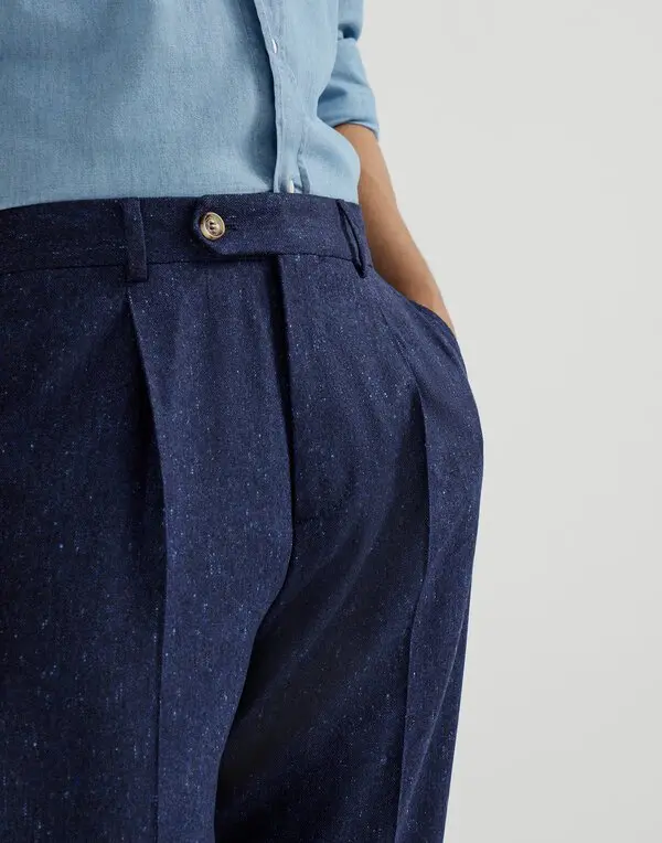 Brunello Cucinelli Pleated-front Speckled-pattern Trousers