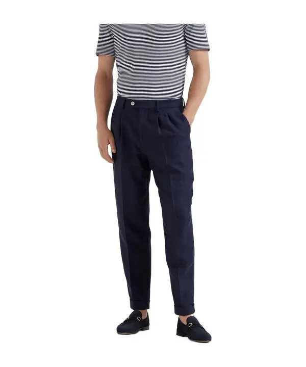 Brunello Cucinelli Pleat-detailing Trousers - Navy Blue