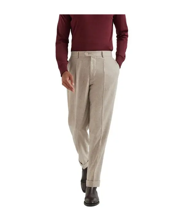 Brunello Cucinelli Pleated Cuffed Trousers - Beige