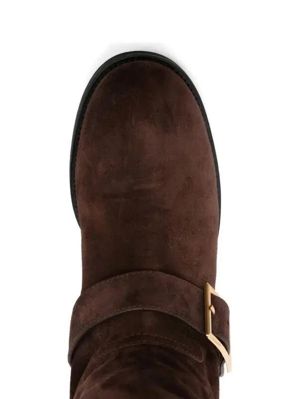 JIMMY CHOO Buckle Biker Suede Boots
