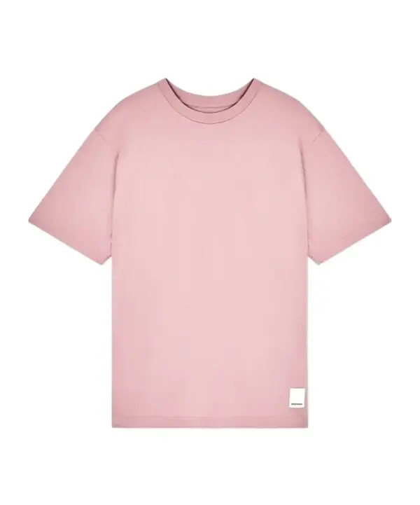 Emporio Armani Pure Cotton Fitted Short-sleeved Round Neck Plaid Appliqué Embroidered T-shirt - Pink