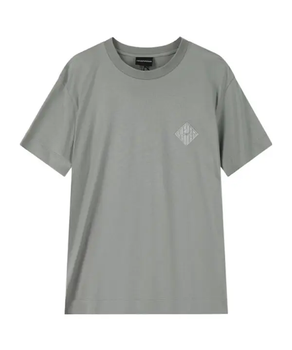 Emporio Armani Slim-fit Lyocell-blend Jersey T-shirt With Logo Patch - Gray
