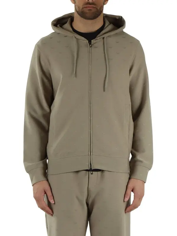 Emporio Armani Zip-up Drawstring Hoodie