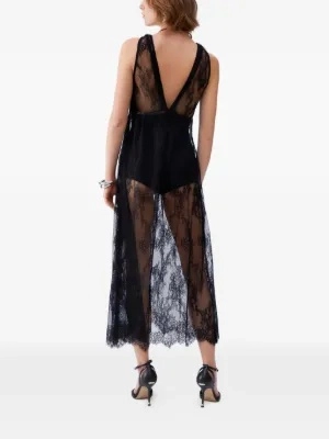 Liu Jo Chantilly Lace V-neck Midi Dress