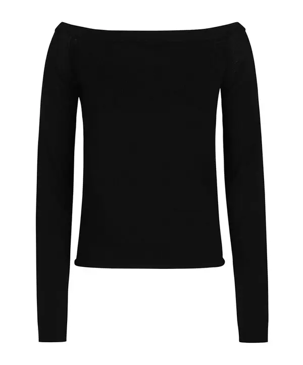 IRO PARIS Off-the-shoulder Ribbed-trim Sweater - Black