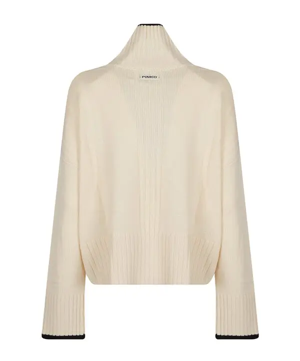 Pinko Turtleneck Jumper With Ribbed Details - Nude