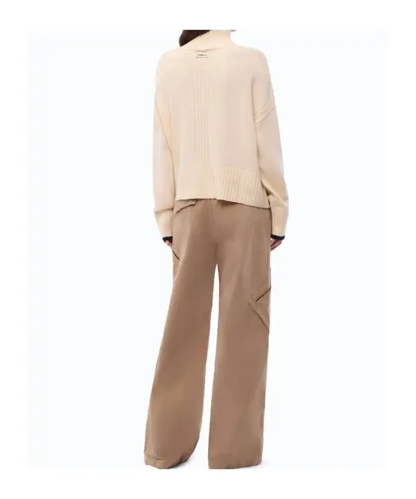 Pinko Turtleneck Jumper With Ribbed Details - Nude