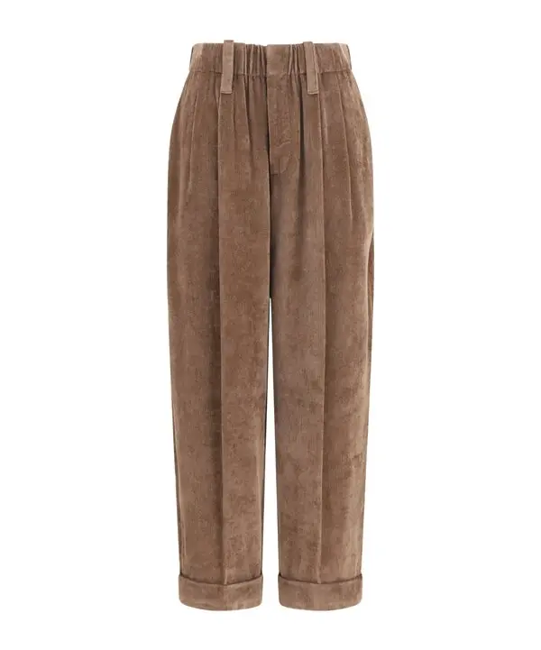 Brunello Cucinelli Pleated Corduroy Trousers - Brown