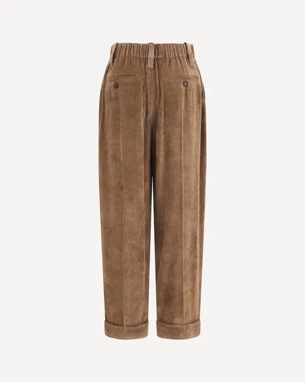Brunello Cucinelli Pleated Corduroy Trousers - Brown