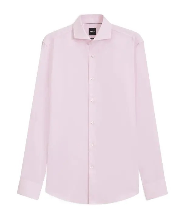 Hugo Boss Boss One Slim-fit Shirt In Wrinkle-resistant Oxford Cotton - Pink