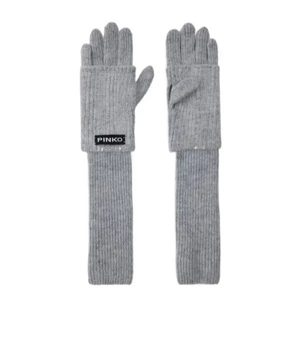 Pinko Sequin-embellished Ribbed-knit Gloves