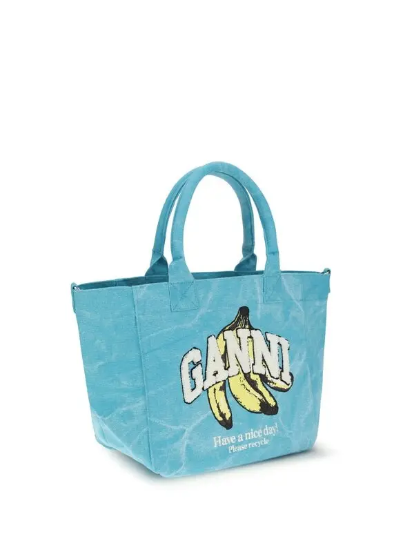 GANNI Banana Print Tote Bag - Blue
