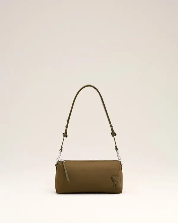 AMI Paris Brown Nylon Marcel Bag