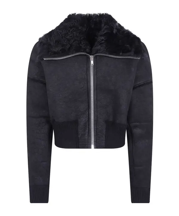 Rick Owens Cropped Aviator Leather Jacket