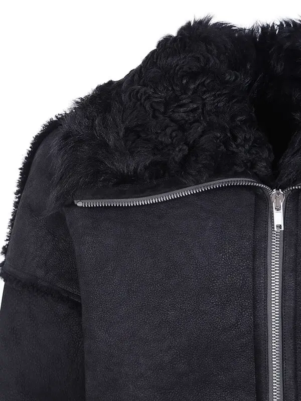 Rick Owens Cropped Aviator Leather Jacket