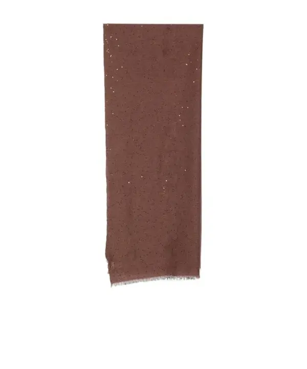 Brunello Cucinelli Sequin-embellished Frayed Scarf - Brown