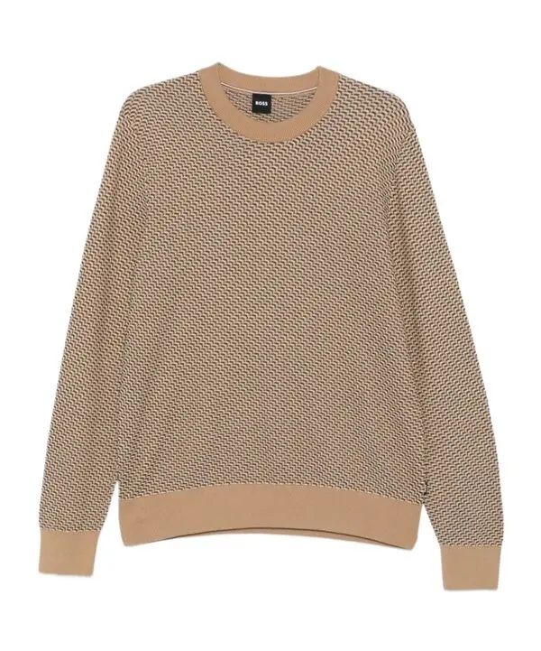 Hugo Boss Geometric-pattern Sweater - Light Brown