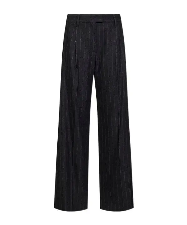 Brunello Cucinelli Pinstriped Straight-leg Pants - Black