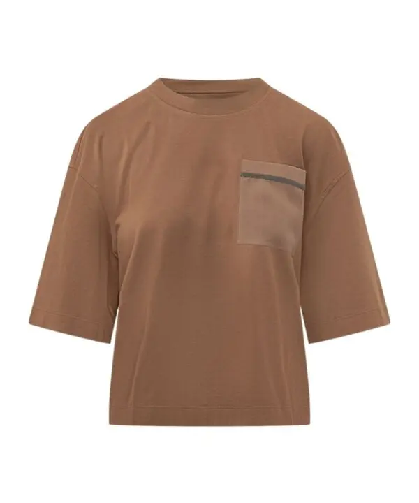 Brunello Cucinelli Embellished Pocket T-shirt - Brown