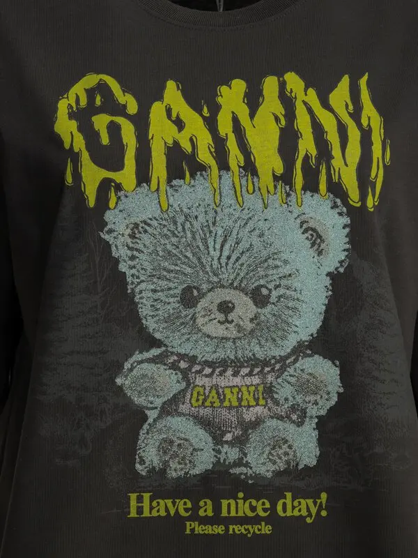 GANNI Forest Teddy Graphic T-shirt - Phantom Black
