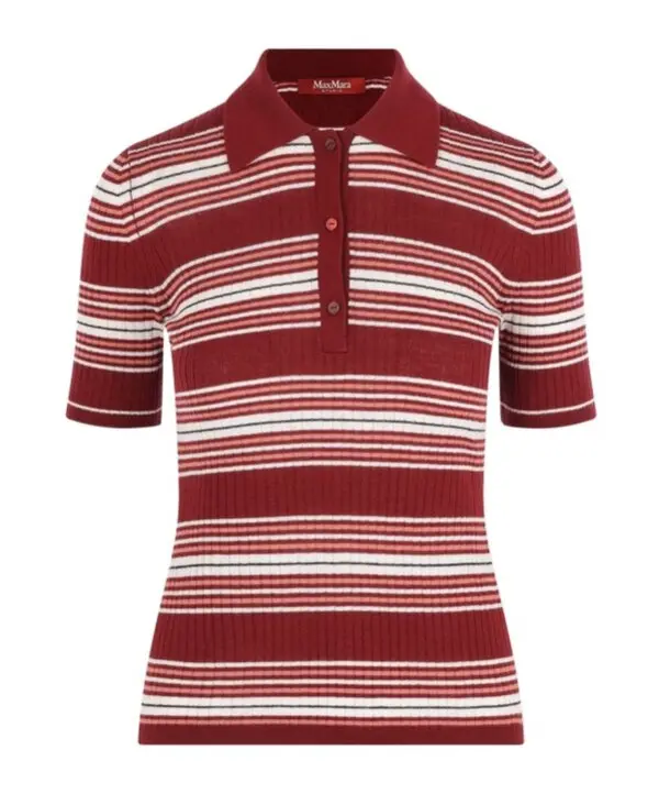 Max Mara Striped Short-sleeve Polo Shirt - Red