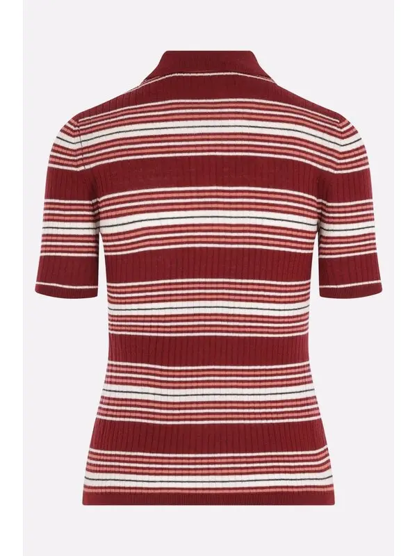 Max Mara Striped Short-sleeve Polo Shirt - Red