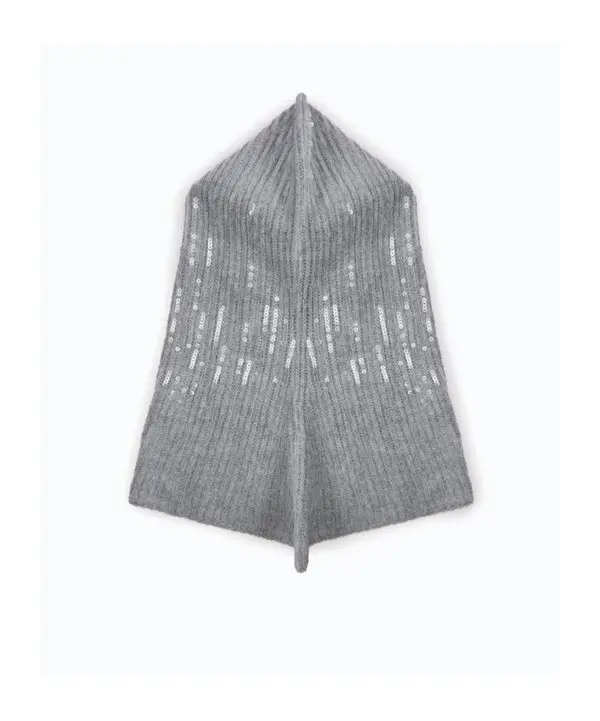 Pinko Sequin-embellished Ribbed-knit Hood
