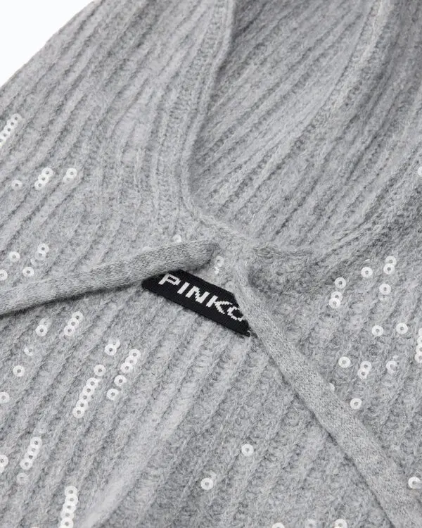 Pinko Sequin-embellished Ribbed-knit Hood