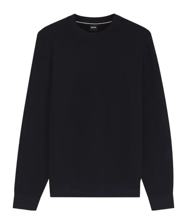 Hugo Boss Regular-fit Sweater In Diagonal-structured Cotton - Dark Blue