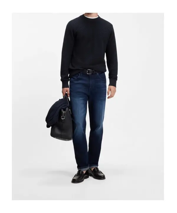Hugo Boss Regular-fit Sweater In Diagonal-structured Cotton