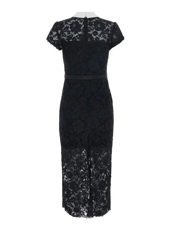 SELF-PORTRAIT Lace Contrast-collar Midi Dress