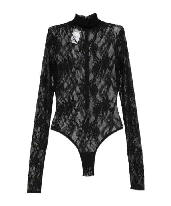 Andamane Ziggy Lace-patterned High-neck Bodysuit