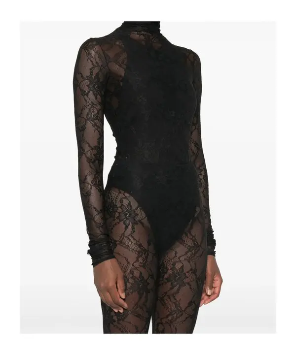 Andamane Ziggy Lace-patterned High-neck Bodysuit