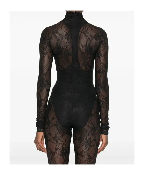 Andamane Ziggy Lace-patterned High-neck Bodysuit