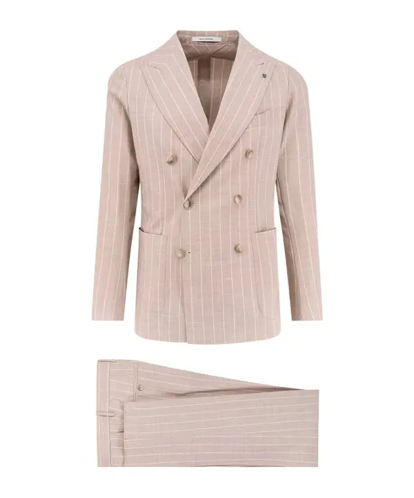 Tagliatore Double-breasted Pinstripe Suit - Beige