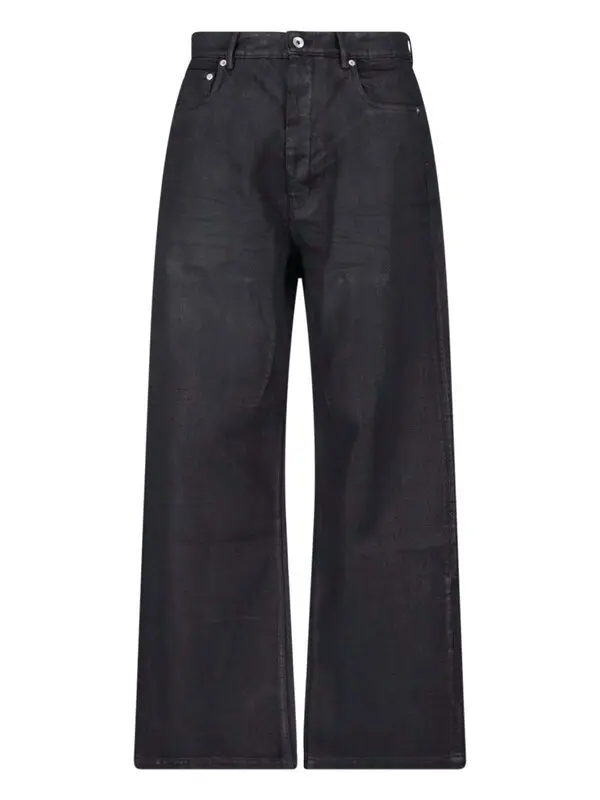 Rick Owens Geth Waxed Wide-leg Jeans - Black