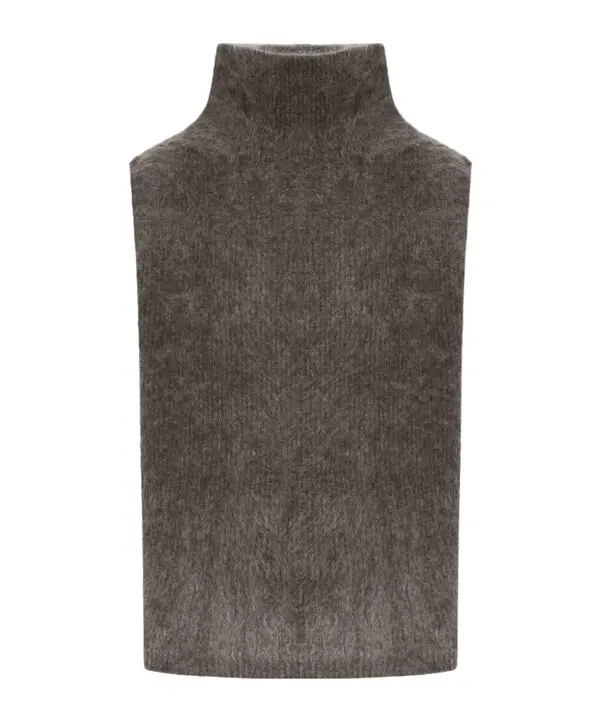 LISA YANG Turtleneck Vest Sweater - Dark Fern Brushed