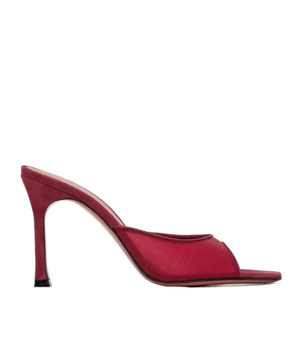Amina Muaddi Alexa 95 Mesh High-heeled Sandals - Ruby Red
