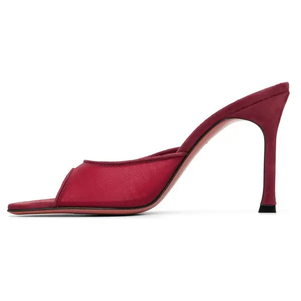 Amina Muaddi Alexa 95 Mesh High-heeled Sandals - Ruby Red