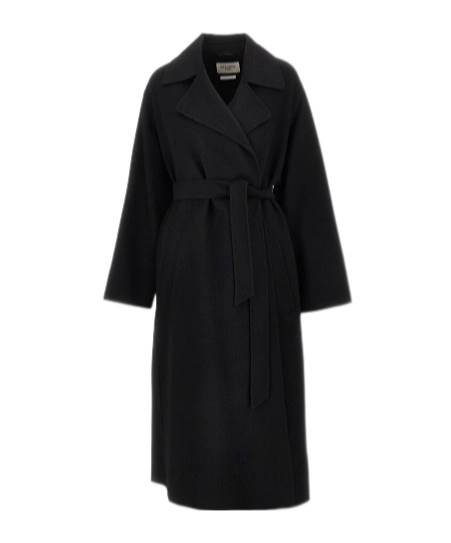 Max Mara Belted Long Coat - Black