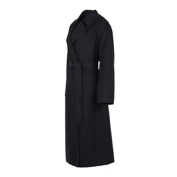 Max Mara Belted Long Coat - Black