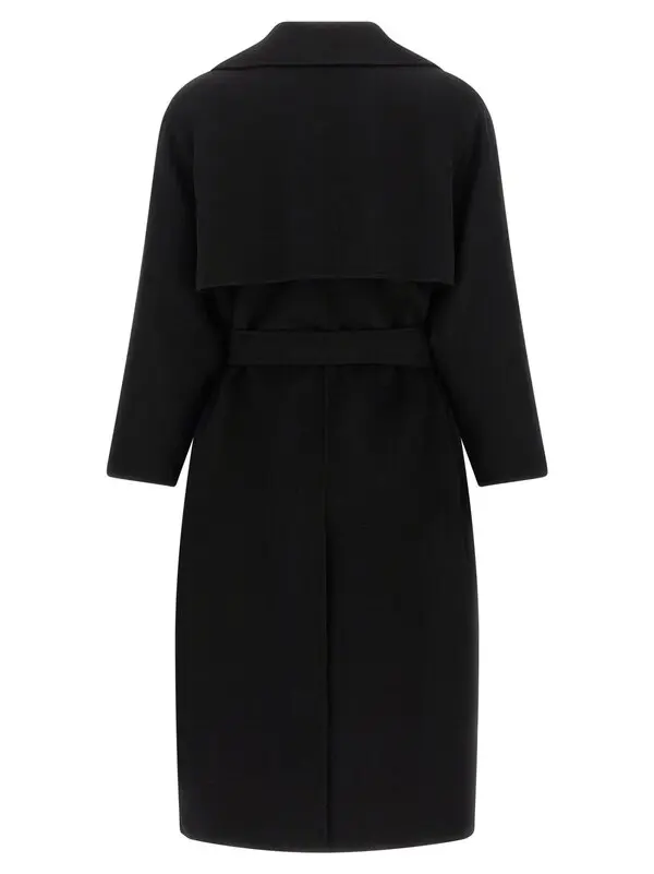 Max Mara Belted Long Coat - Black
