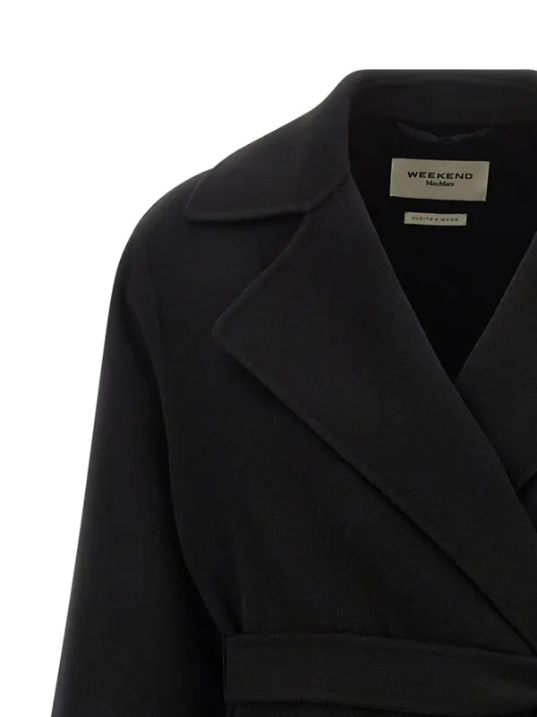 Max Mara Belted Long Coat - Black