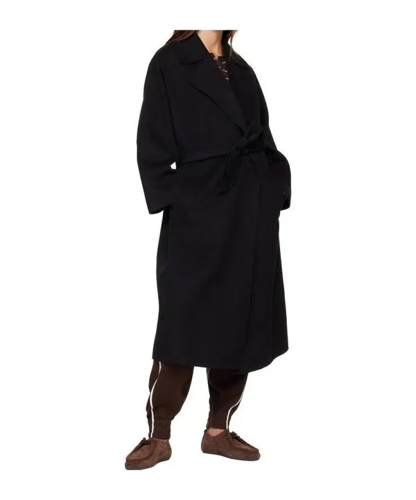 Max Mara Belted Long Coat - Black