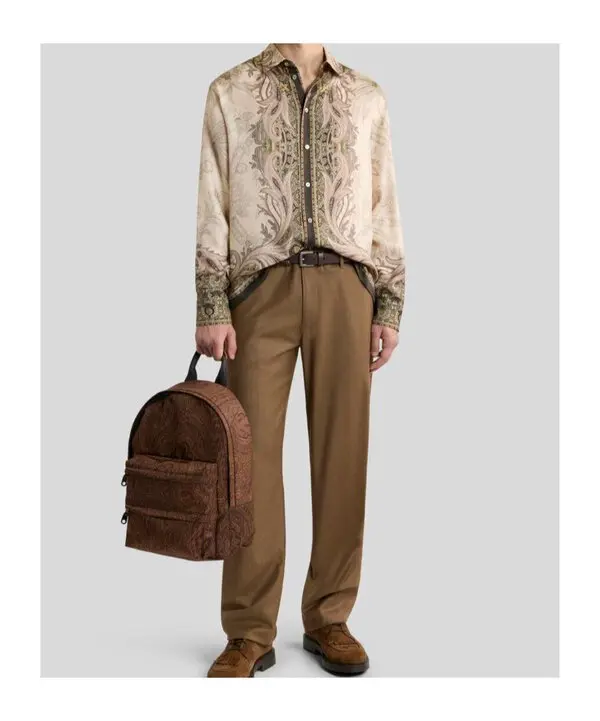 Etro Silk Twill Shirt With Placed Pegaso Print