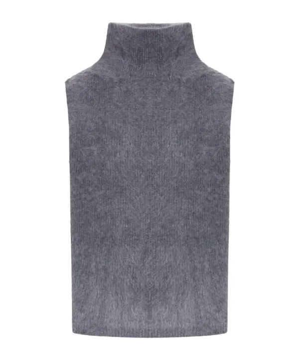 LISA YANG Turtleneck Vest Sweater - Graphite Brushed